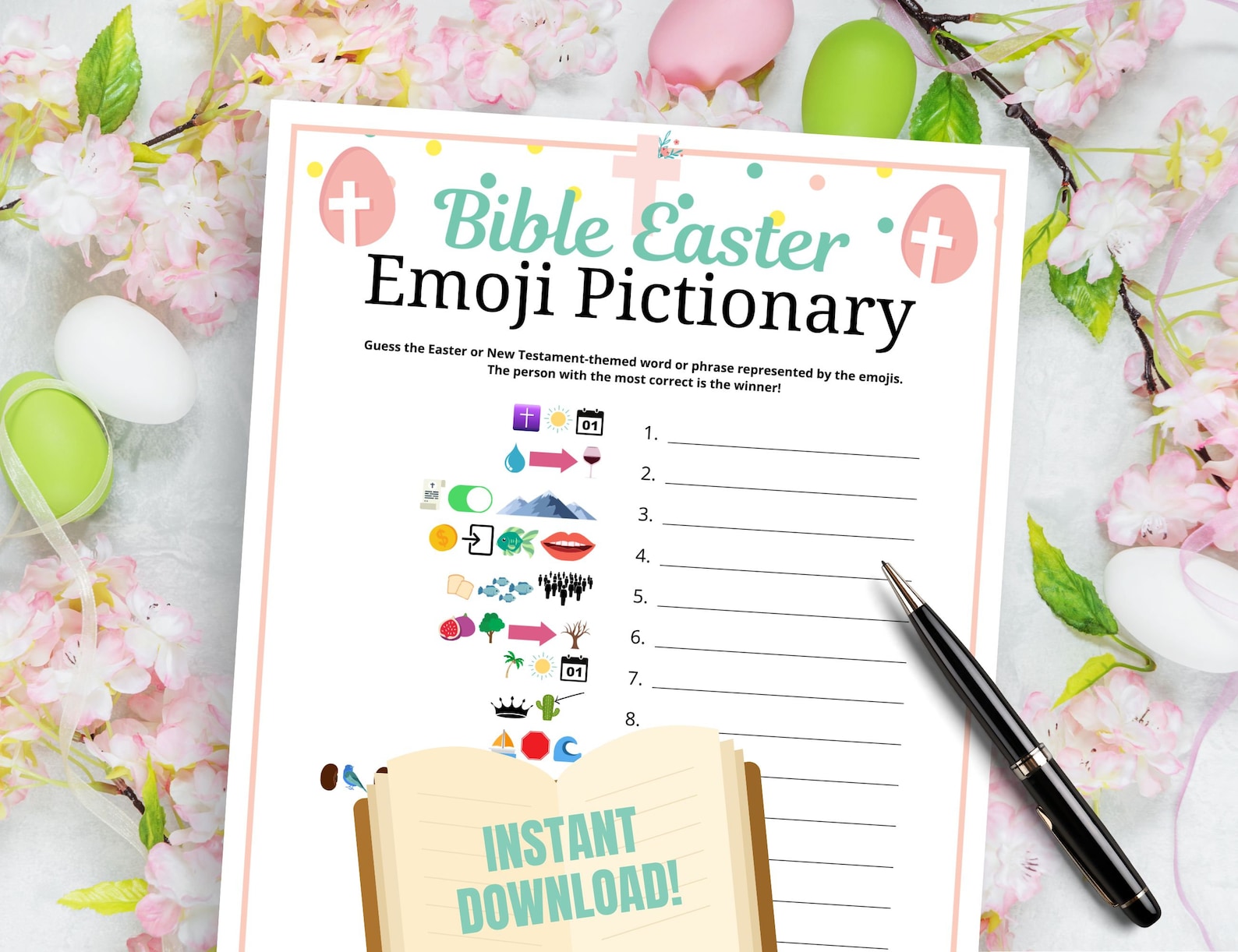 Easter Bible Emoji Pictionary Game, Fun Christian Easter Game, Youth ...