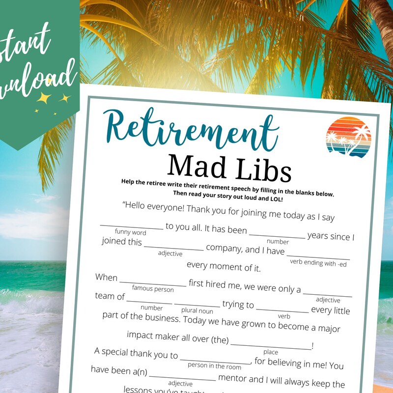 Retirement Mad Libs - Etsy