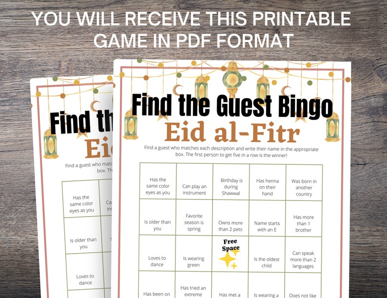 Eid Al-fitr Find the Guest Bingo Game Eid Ul-fitr Printable - Etsy