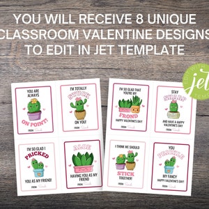 Cactus Valentine’s Cards for School Valentine Exchange, Succulent ...