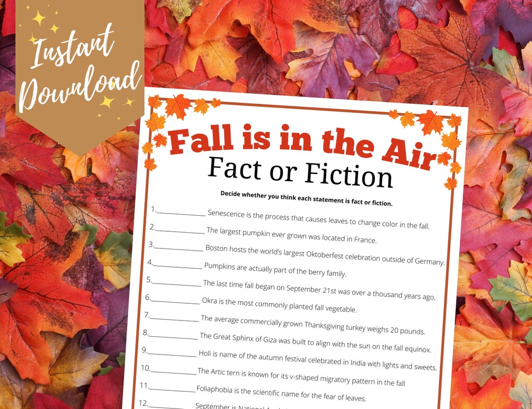 Fall Fact or Fiction Trivia Game: Printable Autumn Activity (PDF) - Etsy