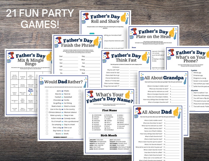 Father's Day Games BUNDLE: 32 Family Activities (printable) - Etsy