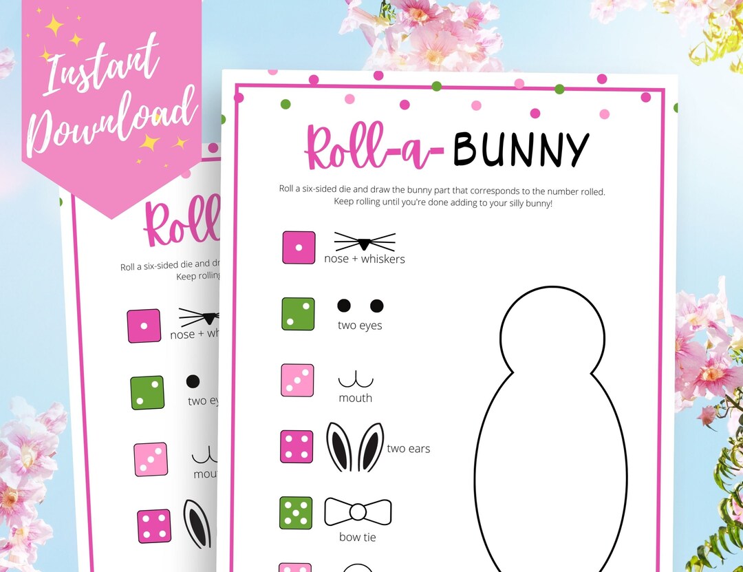 Spring Roll a Bunny Game Fun Spring Game for Class Party - Etsy