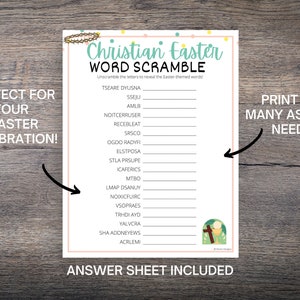 Bible Easter Word Scramble Game Religious Easter Printable - Etsy