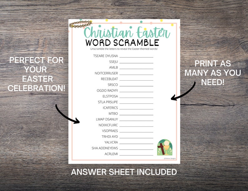 Bible Easter Word Scramble Game Religious Easter Printable - Etsy