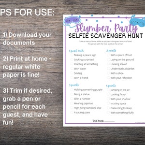 Sleepover Selfie Scavenger Hunt Game, Slumber Party Game for Tween Teen ...