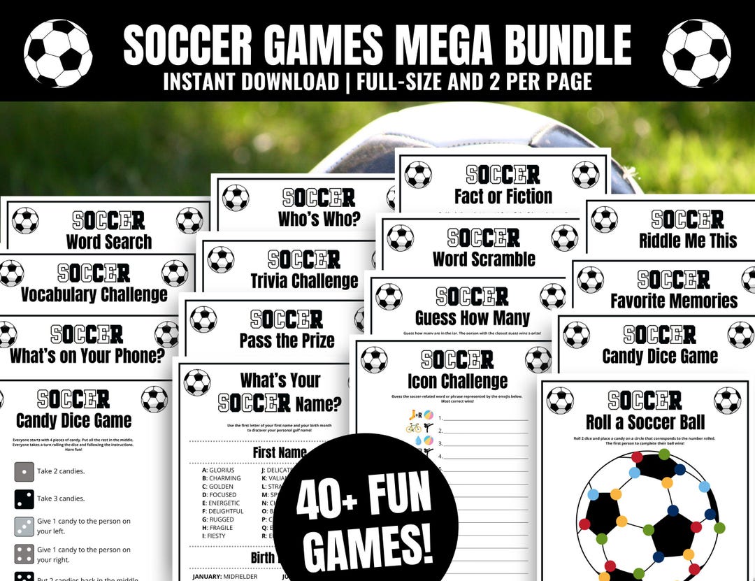 Soccer Games MEGA BUNDLE, Soccer Party Games, Soccer Trivia, Soccer ...