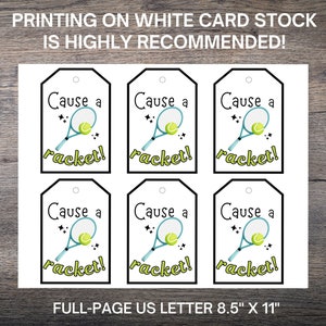 Tennis Team Treat Tags: Good Luck Snack Tags (PDF) - Etsy