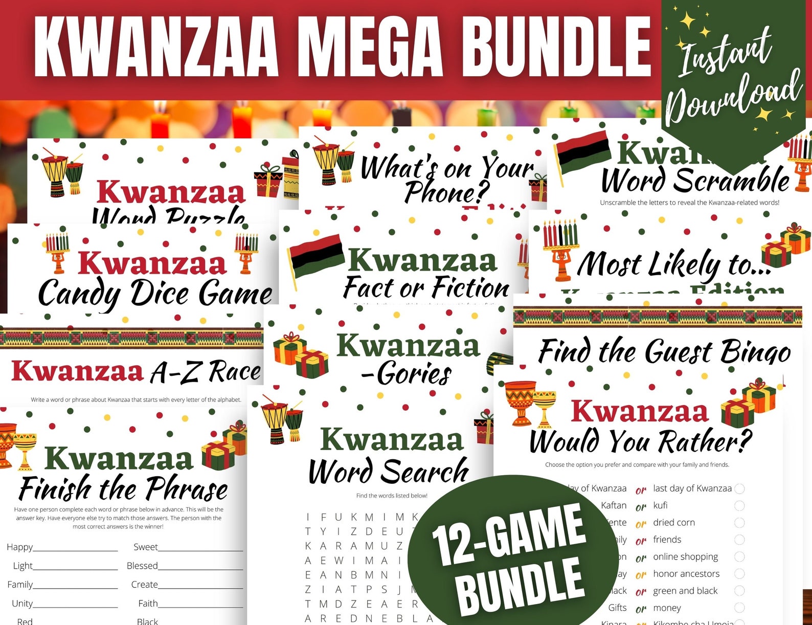 Kwanzaa 12-game MEGA BUNDLE for Kids & Adults, Kwanzaa Classroom ...