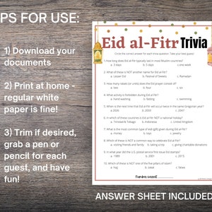 Eid Al-fitr Trivia Game, Eid Trivia Questions and Answers Printable ...
