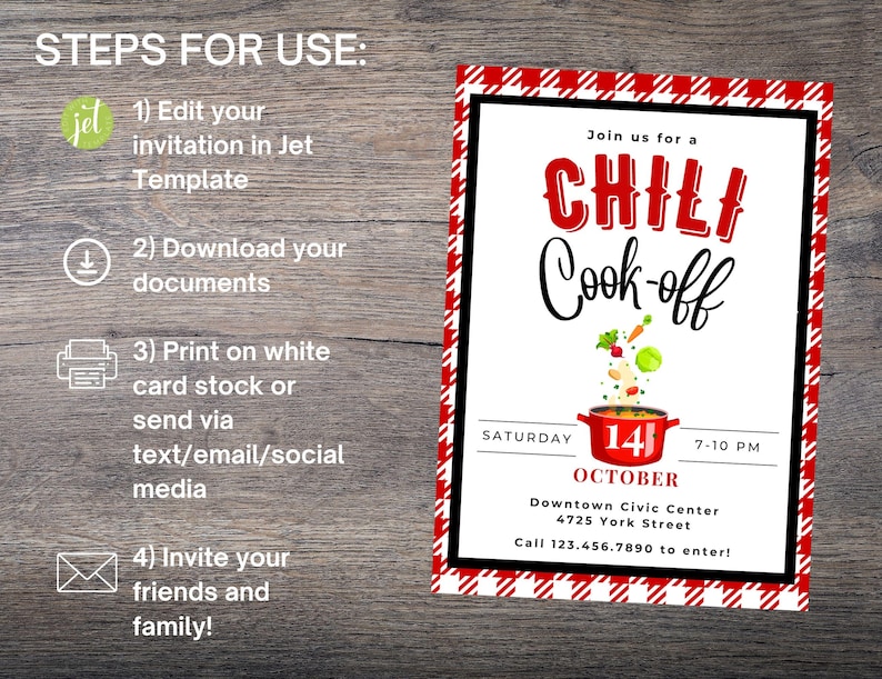 Editable Chili Cook-off Invitation: Contest Party Invite (digital) - Etsy