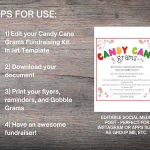 Candy Cane Grams Fundraising Kit, Editable Holiday Candy Grams ...