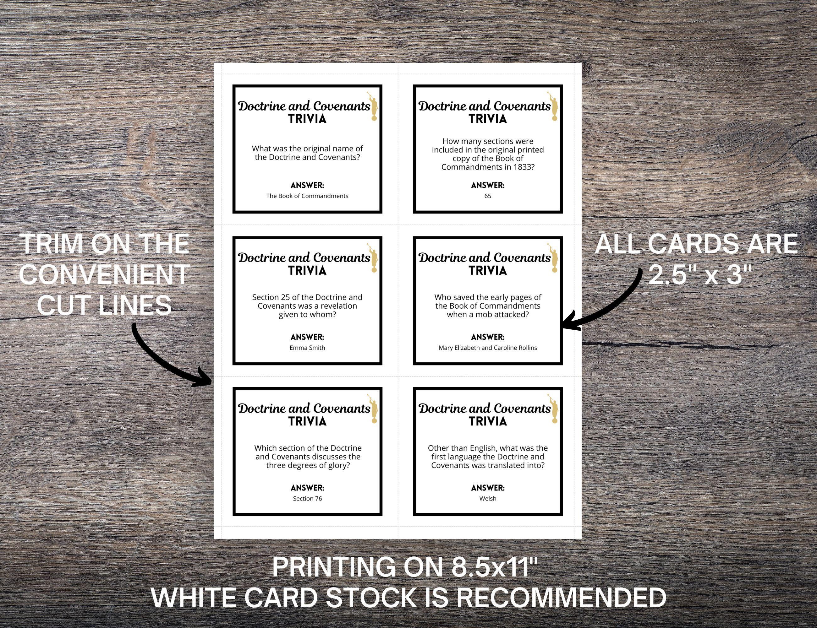 Doctrine and Covenants Trivia Game, LDS Game for Seminary, Sunday ...