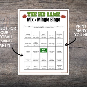 Super Football Party Human Bingo Game: Mix and Mingle Icebreaker ...
