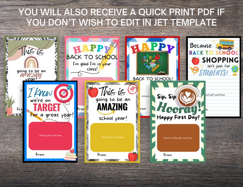 Back to School Teacher Gift Card Holders, Printable Designs (digital ...