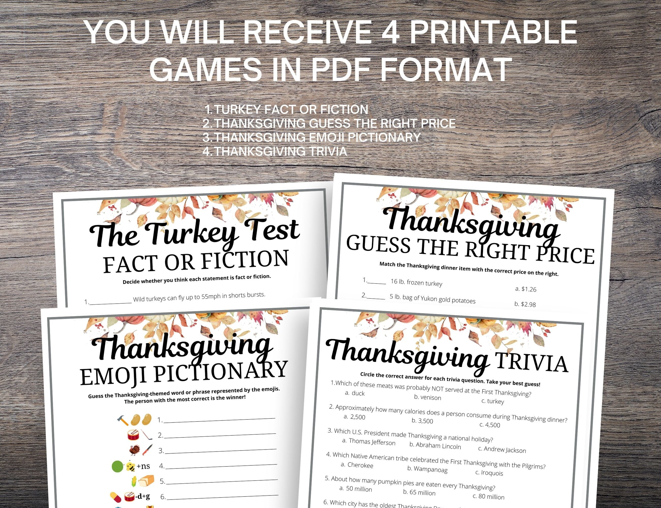 Thanksgiving TRIVIA BUNDLE Thanksgiving Party Games for - Etsy