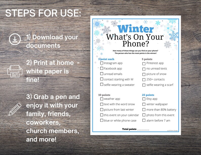 Winter What's on Your Phone Game: Digital Scavenger Hunt for Teens and ...