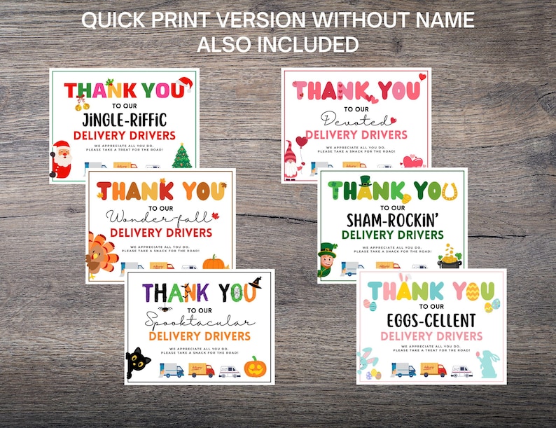 Editable Holiday Delivery Driver Thank You Signs (digital Download) - Etsy