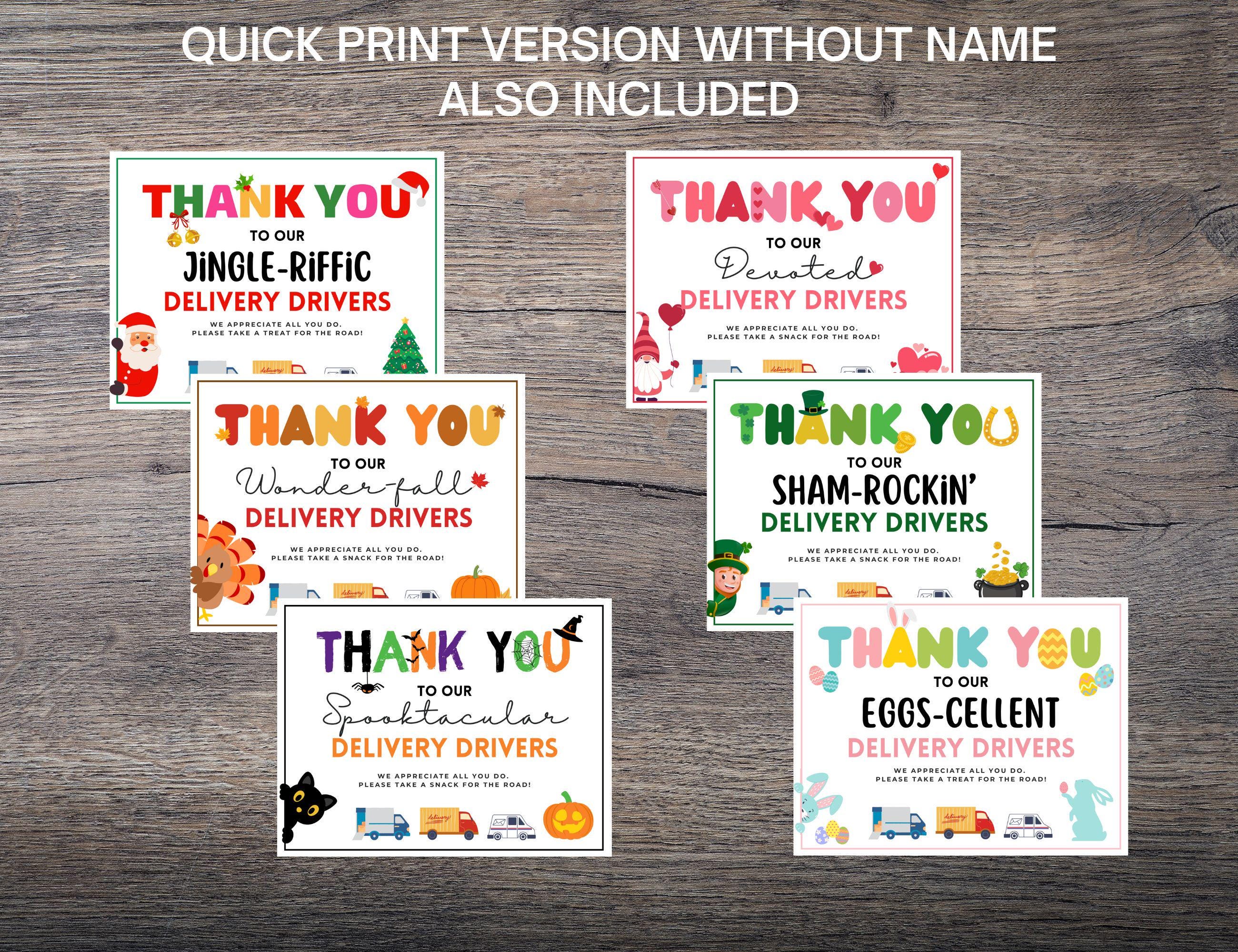 Editable Holiday Delivery Driver Thank You Signs (digital Download) - Etsy