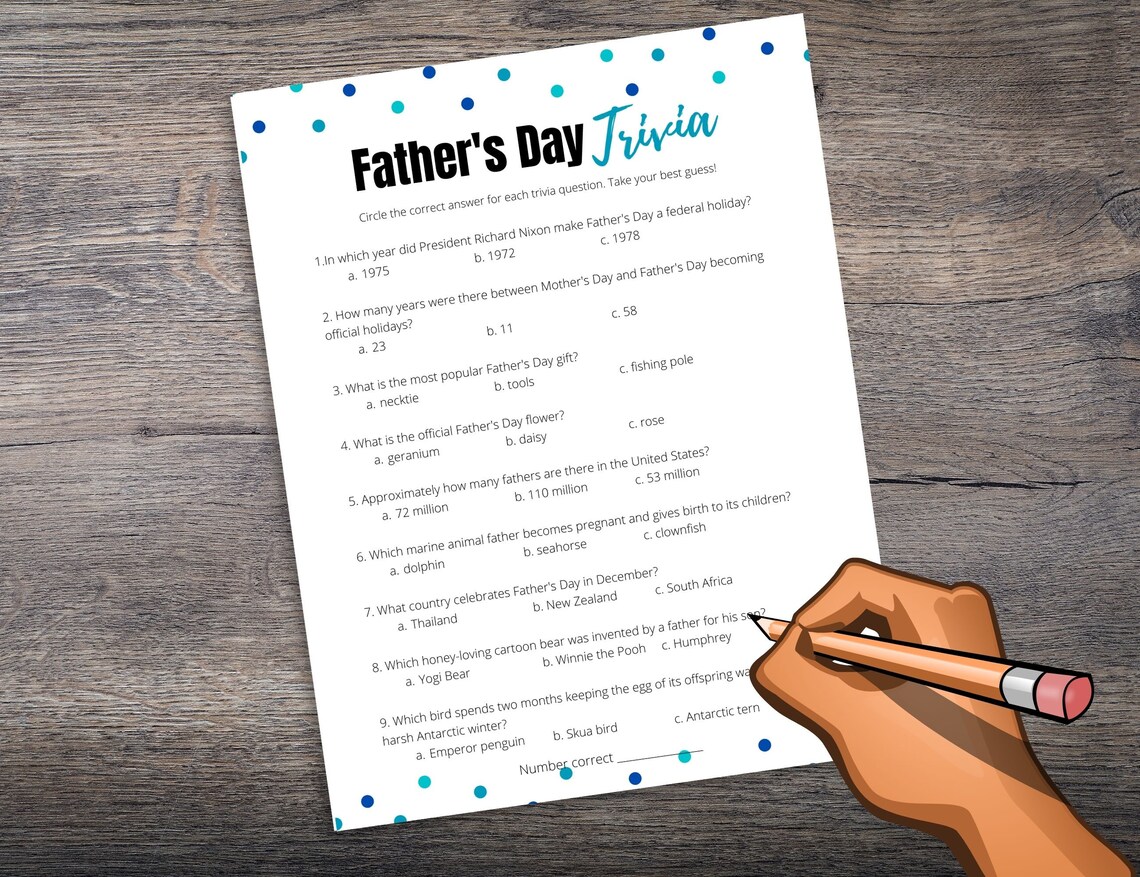 Father's Day Trivia Game Printable for Kids and Adults | Etsy