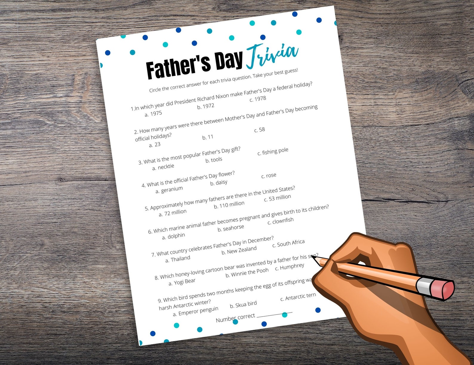 Father's Day Trivia Game Printable for Kids and Adults | Etsy