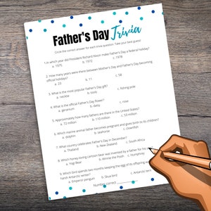 Father's Day Trivia Game Printable for Kids and Adults | Etsy