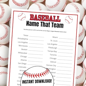 Name That Baseball Team Game: Baseball-themed Party Quiz (digital ...