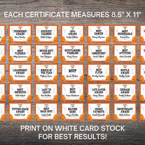 Editable Cheerleading Award Certificates: Cheer Team Awards With Orange ...