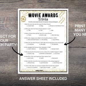 Movie Awards Show Trivia Game, Fun Academy Quiz, 96th Awards Watch ...