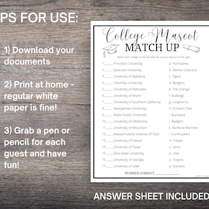 Graduation Party College Match-up Game, High School Graduation Party ...