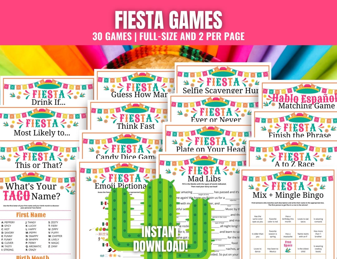 Fiesta Party Games, Fiesta 30-game MEGA Bundle, Fun Mexican Party Games ...