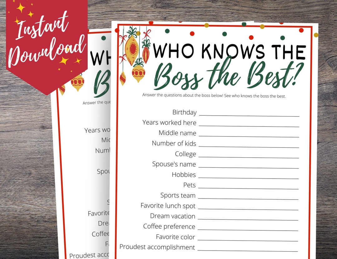 Who Knows the Boss Best Game Holiday Office Party Game Work - Etsy