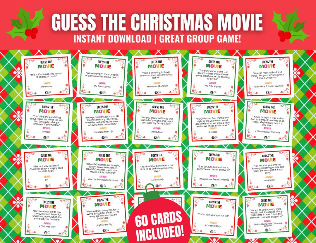 Christmas Movie Trivia Game: Holiday Party Fun (digital Download) - Etsy