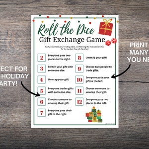 Holiday Roll the Dice Gift Exchange Game, Holiday Office Party, Holiday ...