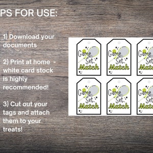 Tennis Team Treat Tags: Good Luck Snack Tags (PDF) - Etsy