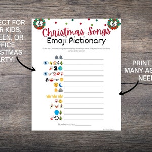 Christmas Music Emoji Pictionary Game Christmas Emoji - Etsy