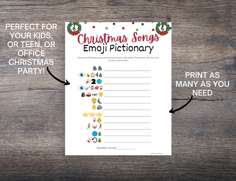 Christmas Music Emoji Pictionary Game Christmas Emoji - Etsy