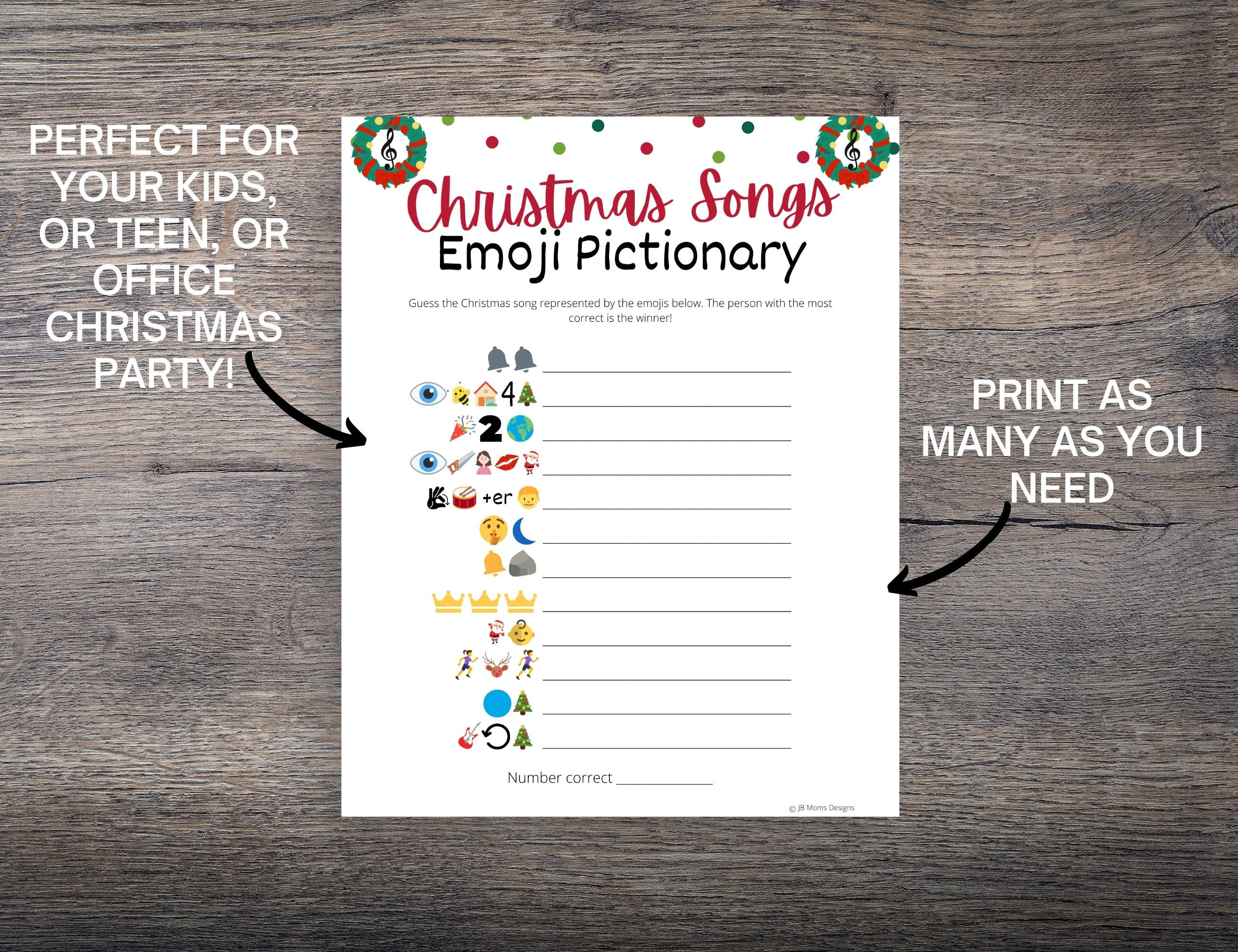 Christmas Music Emoji Pictionary Game Christmas Emoji - Etsy