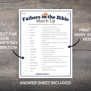 Father's Day Bible Game: Fun Church Activity (printable) - Etsy