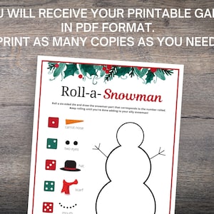 Roll a Snowman Christmas Game: Holiday Dice Game for Kids (PDF) - Etsy