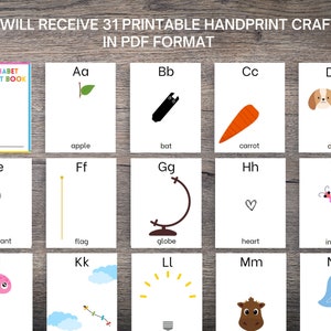 Alphabet Handprint Art Craft: A-Z Printable Book (digital Download) - Etsy