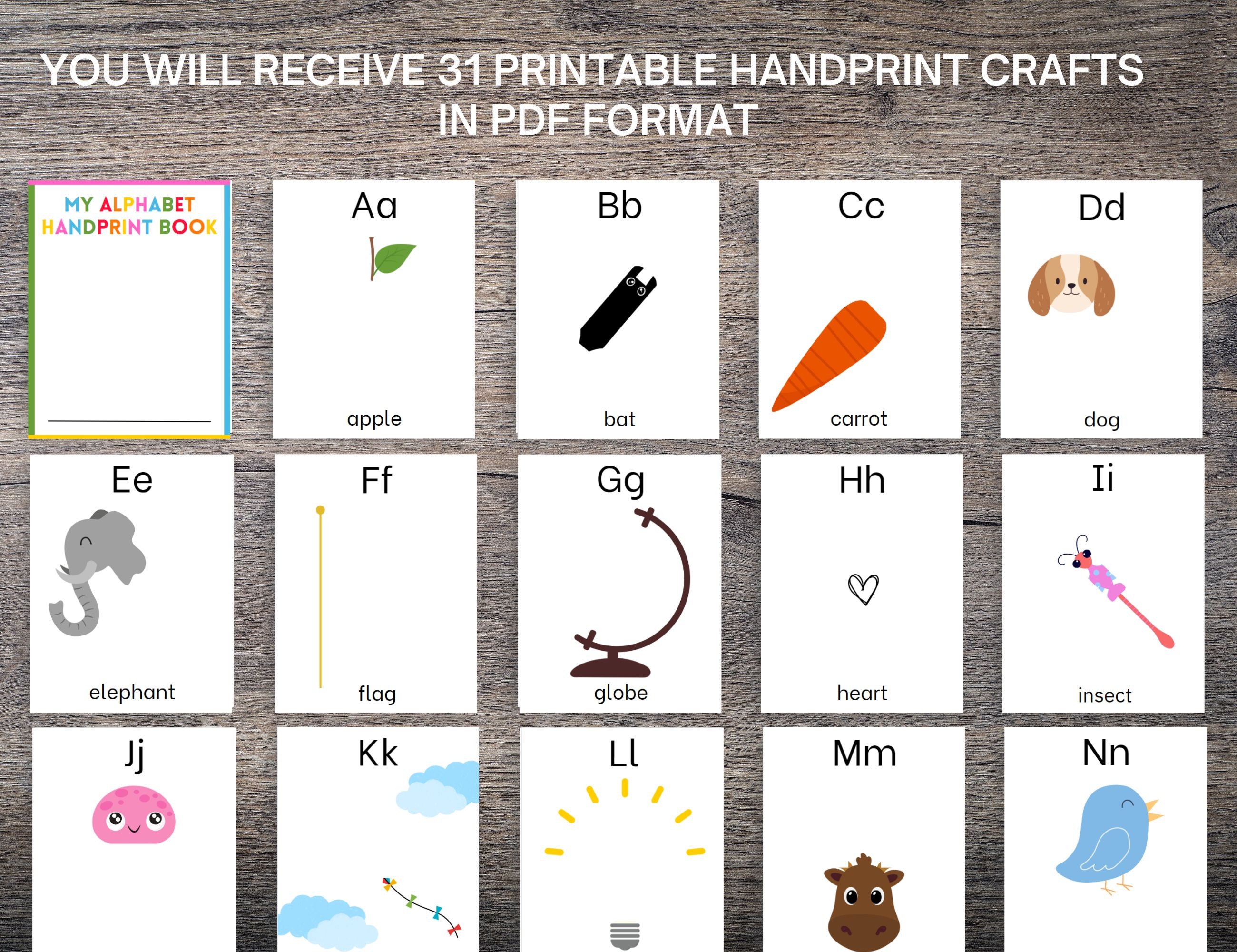 Alphabet Handprint Art Craft: A-Z Printable Book (digital Download) - Etsy
