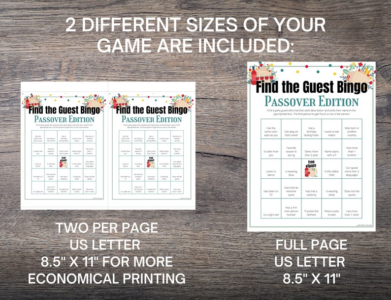 Passover Find the Guest Bingo Game Passover Human Bingo Group - Etsy