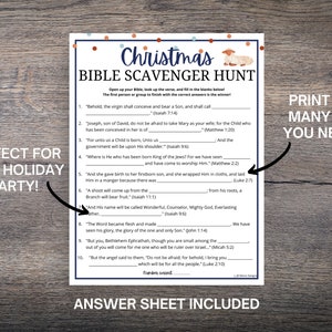 Christmas Bible Scavenger Hunt Game, Christmas Bible Game, Christian ...