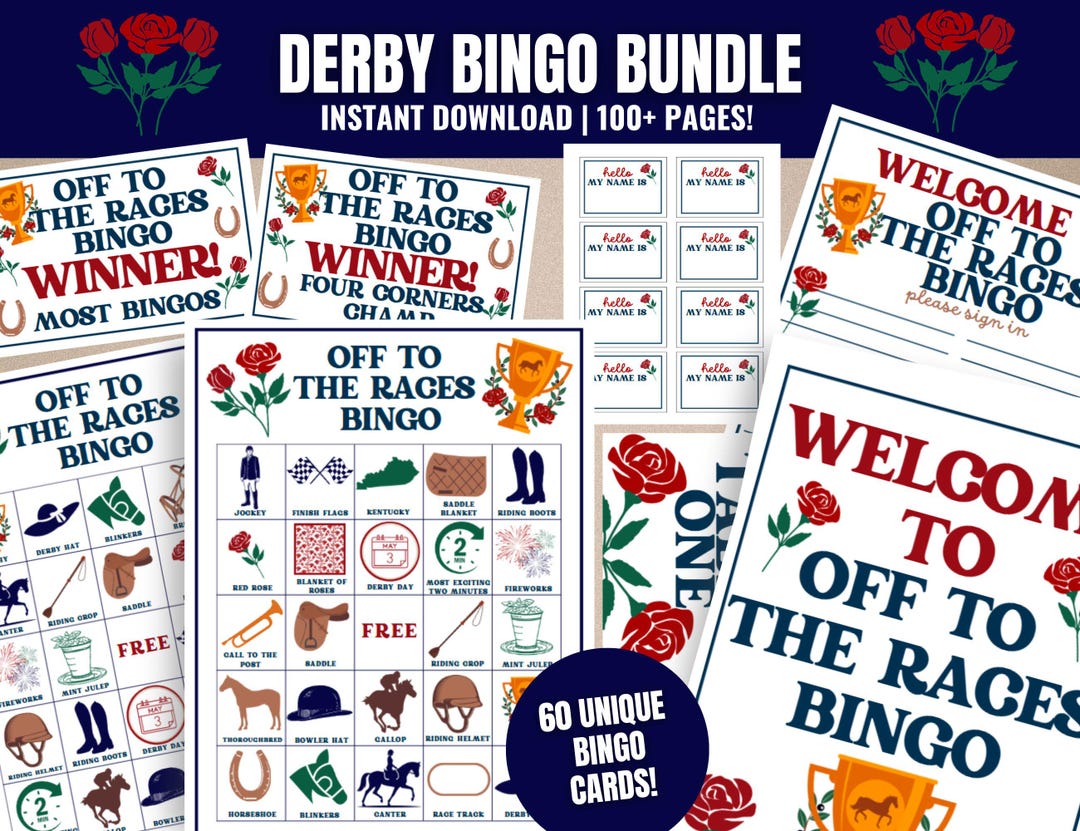 Off to the Races Derby Bingo MEGA BUNDLE, Derby Day Bingo Cards ...