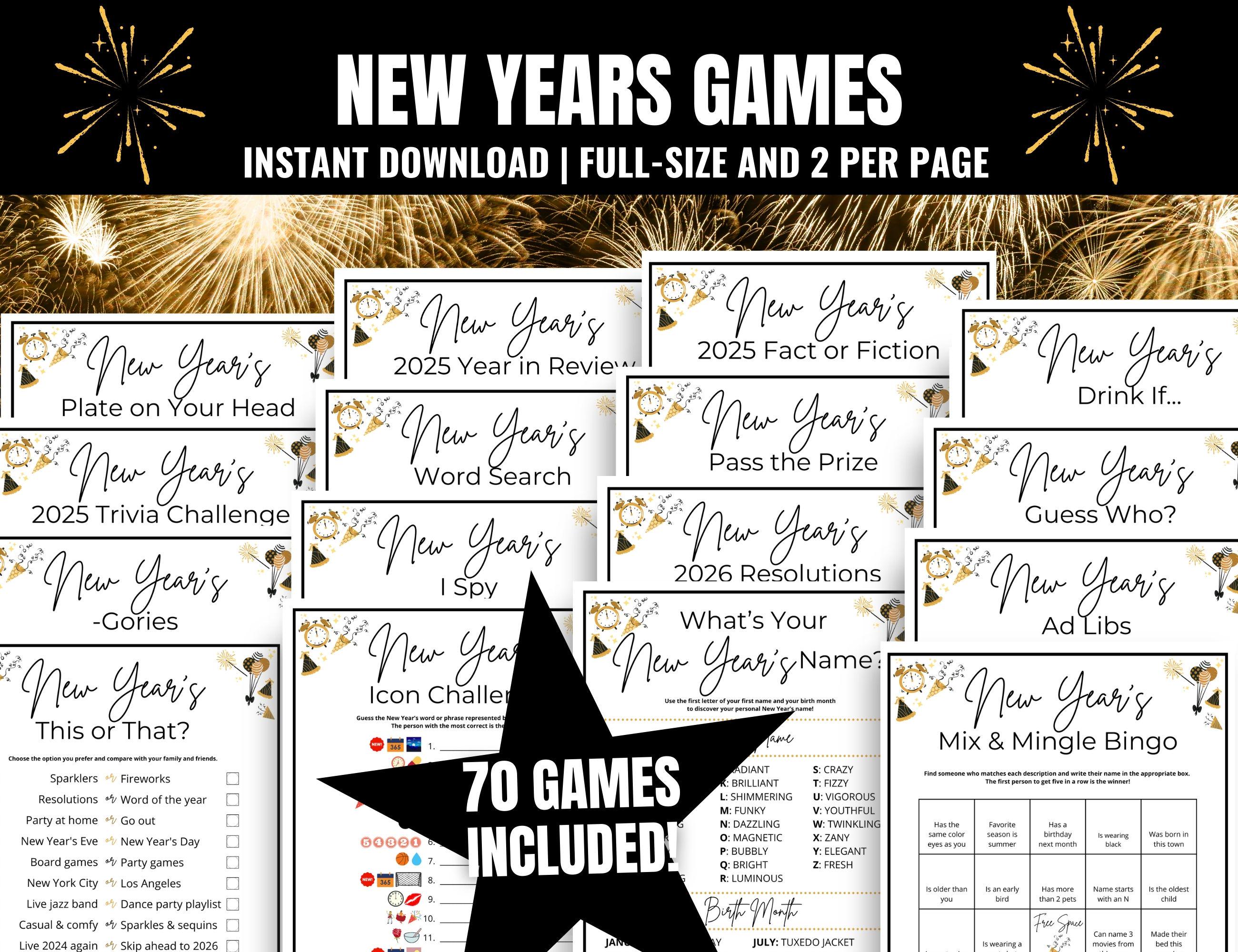 New Year's Games MEGA Bundle: 70 Printable Party Games, Activities and ...