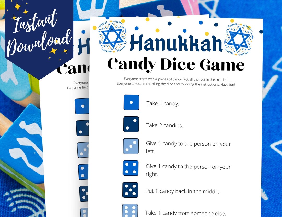 Hanukkah Candy Dice Game for Kids Teens & Adults Fun - Etsy
