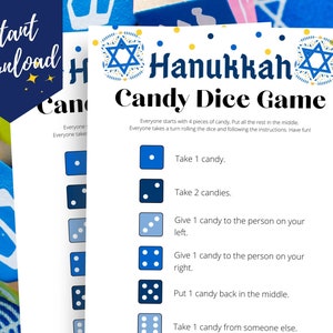 Hanukkah Candy Dice Game for Kids Teens & Adults Fun - Etsy