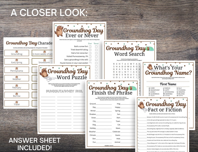 Groundhog Day Games MEGA Bundle: 60 Printable Party Activities and ...