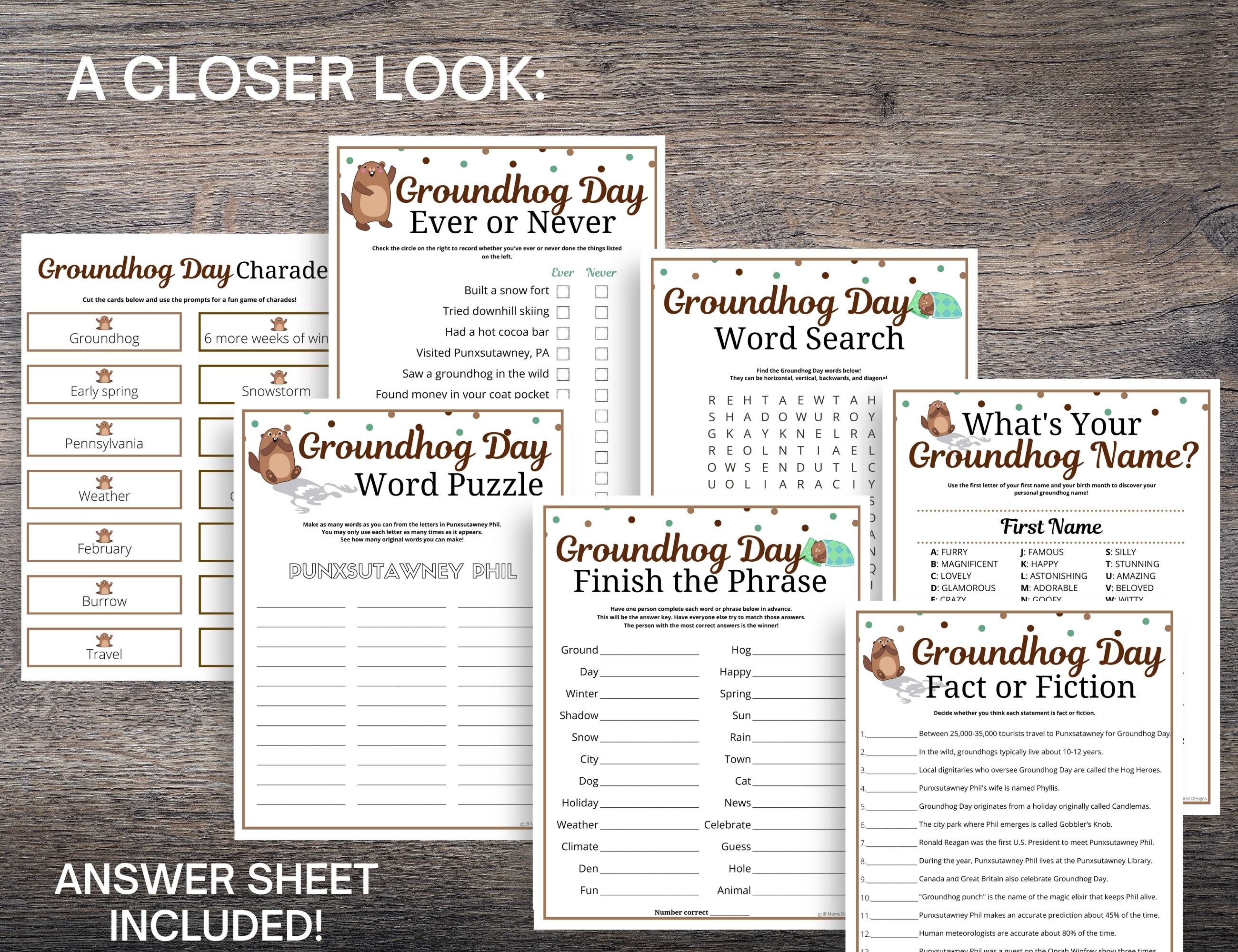 Groundhog Day Games MEGA Bundle: 60 Printable Party Activities and ...